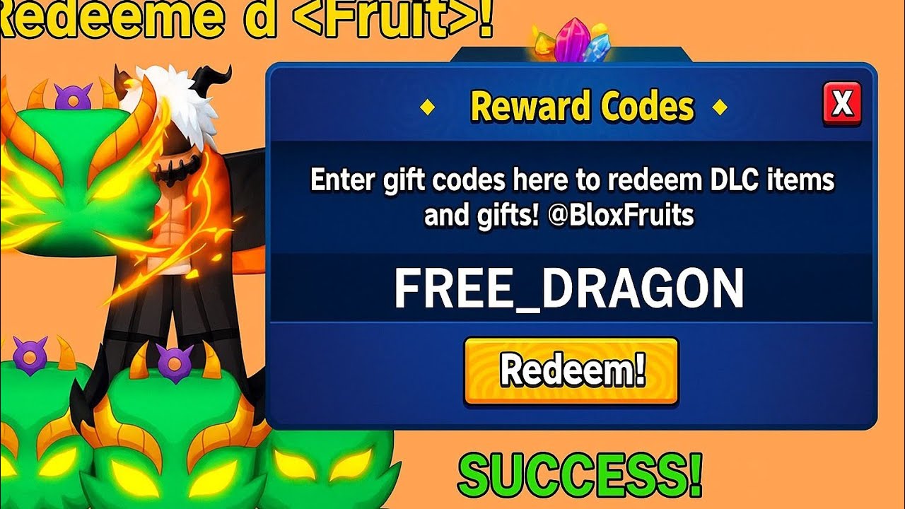 FREE DRAGON FRUIT CODE in Blox Fruits – Redeem Now! 🐉🔥#roblox#viral# ...