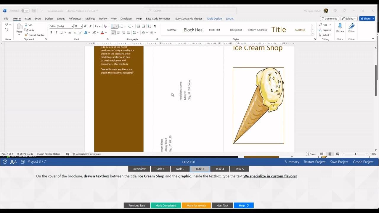 GMETRIX - MOS WORD 2016 - Core Practice Exam 1 - Project 3 - YouTube