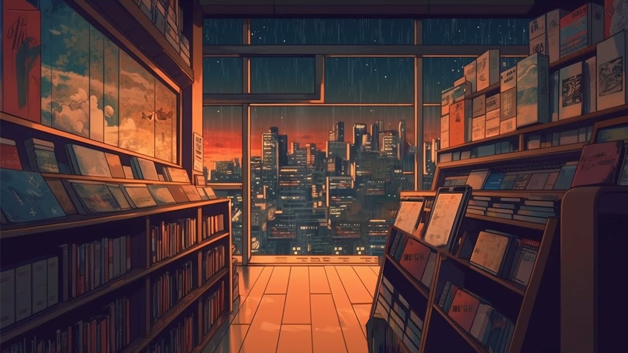 escape to the bookstore 📚 rainy lofi hip hop ~ beats to relax/study ...