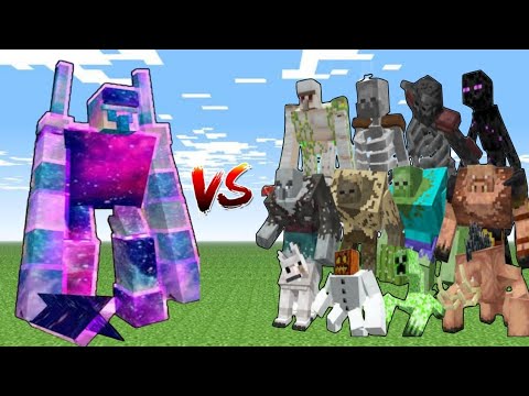 Galaxy Iron golem vs Every mobs in Minecraft (Bedrock Edition) - Galaxy Iron golem vs All mob ...