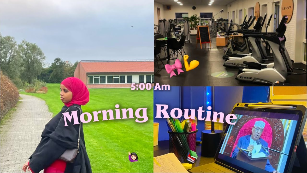 5AM Diaries | Somali girl morning routine ,study 📖, gym🎀💪 - YouTube