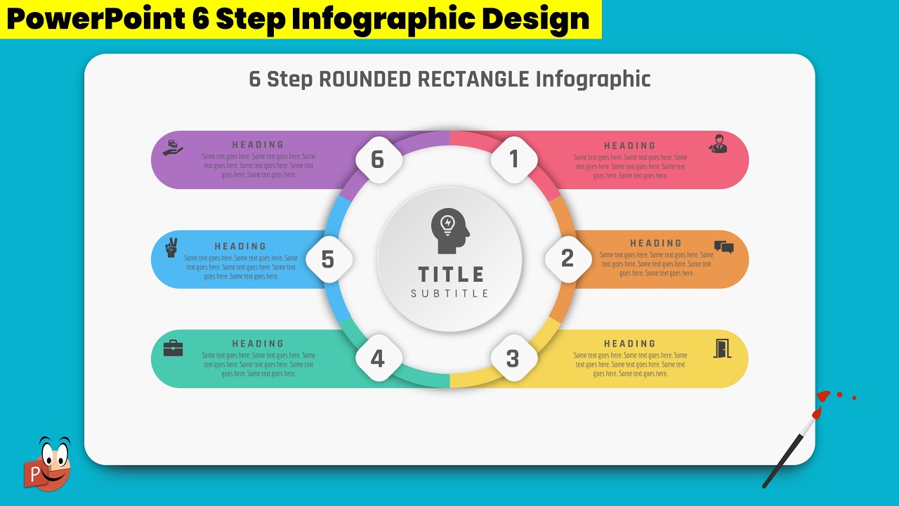 52.PowerPoint Presentation with 6 Step Rounded Rectangle Infographic ...