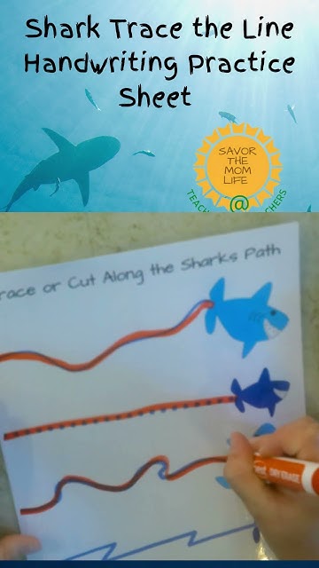 Shark Trace the Line Handwriting Practice Sheet # ...