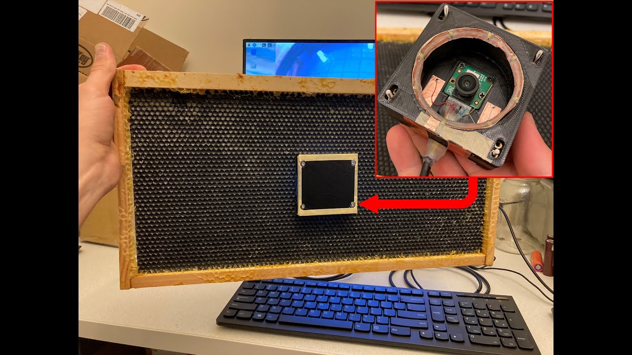 Beehive mite camera prototype integrated on frame - YouTube