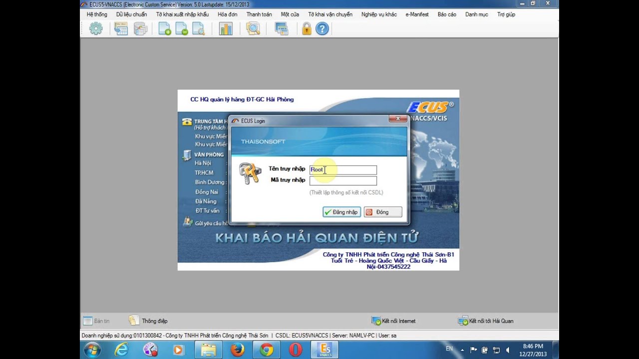 Hướng dẫn cài đặt ecus vnaccs - kèm theo dữ liệu mẫu để tập khai VNACCS ...