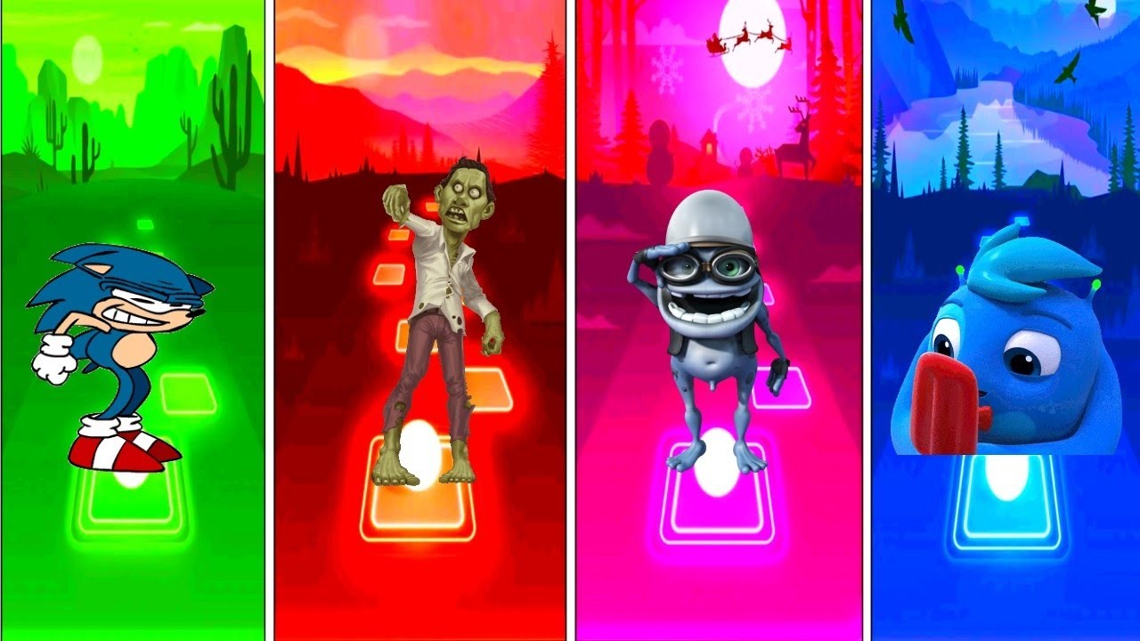Super sonic🆚Goosebumps🆚Crazy frog🆚Popsicle blue tiles hop edm rush game ...