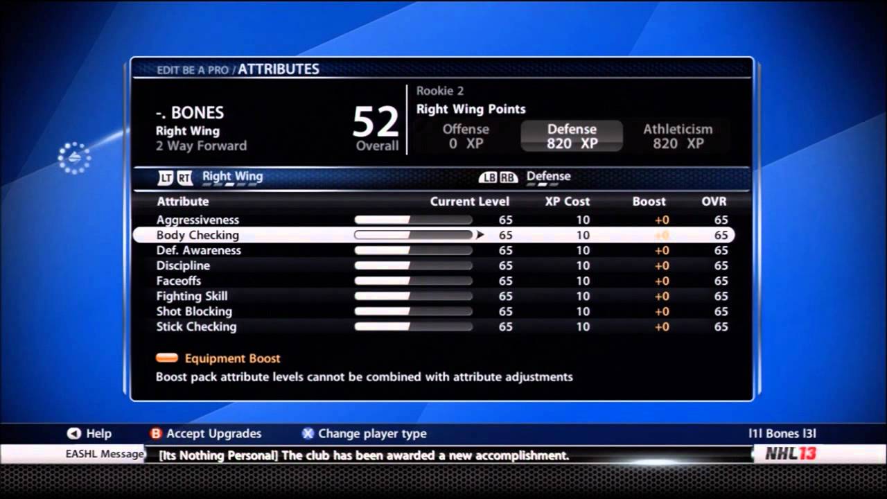 NHL 13: Best EASHL Player Build To Start Off - YouTube