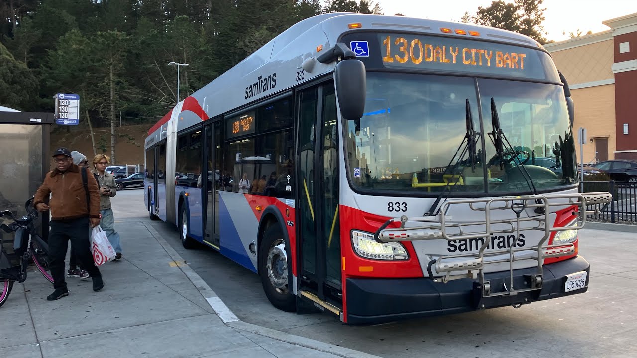 Bassy Voith artic- SamTrans 2019 New Flyer XD60 #833 on 130 - YouTube
