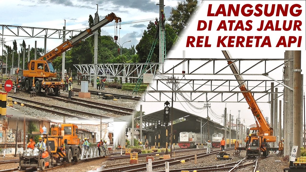 MELIHAT CRANE MEMASANG TIANG LISTRIK ALIRAN ATAS | Jalur Kereta Listrik ...