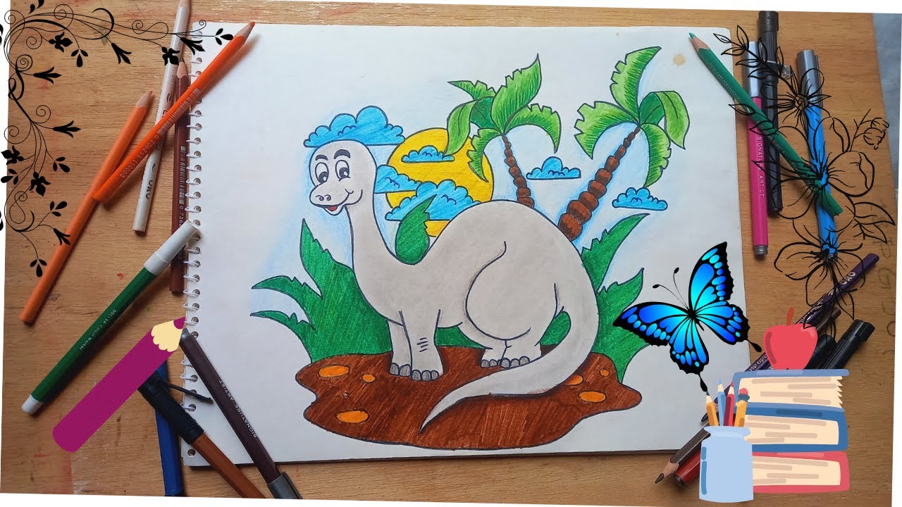 How to draw a brontosaurus dinosaur | EASY WAY| coloring for beginners ...