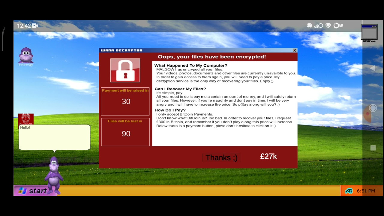 Windows XP Memz Trojan Virusted İnternet - YouTube