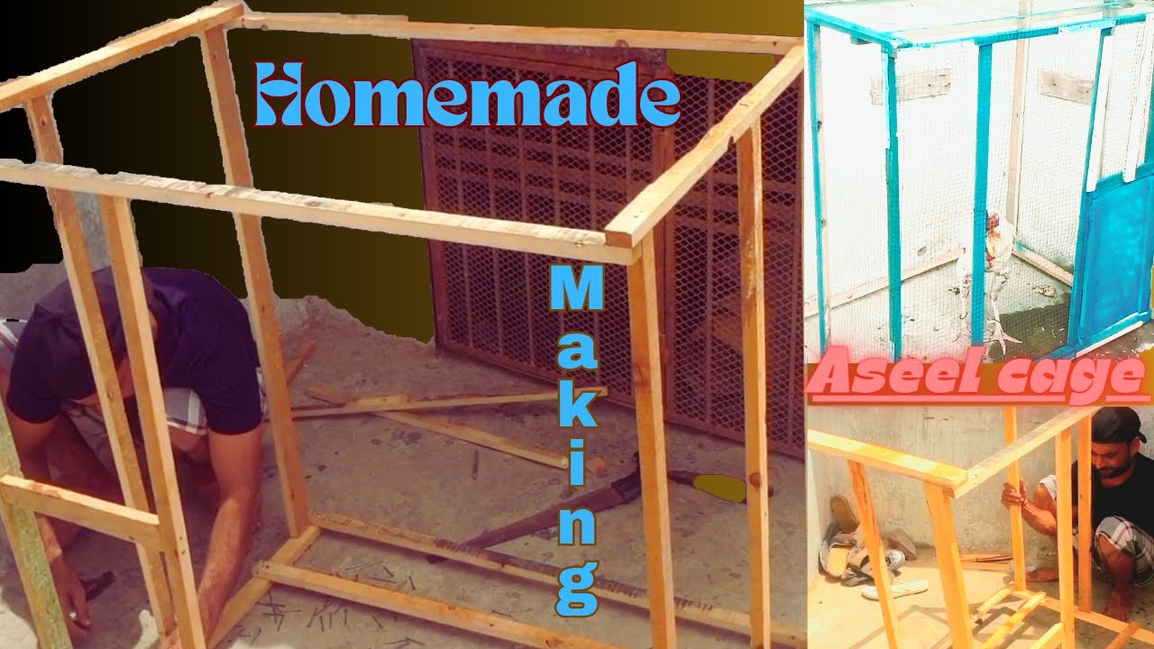 How to build a cheap wooden cage for chicken?DIY wooden cage for aseel ...