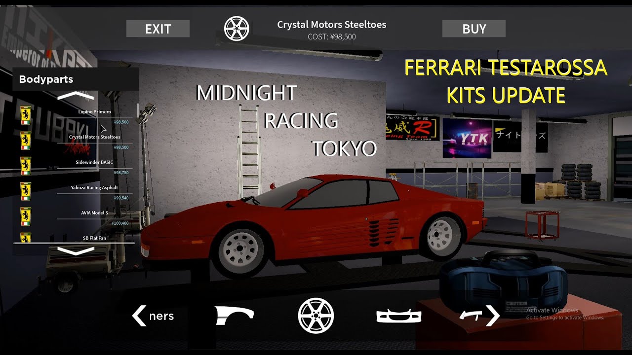 MIDNIGHT RACING: TOKYO - FERRARI TESTAROSSA KITS UPDATE! AND CINEMATIC ...