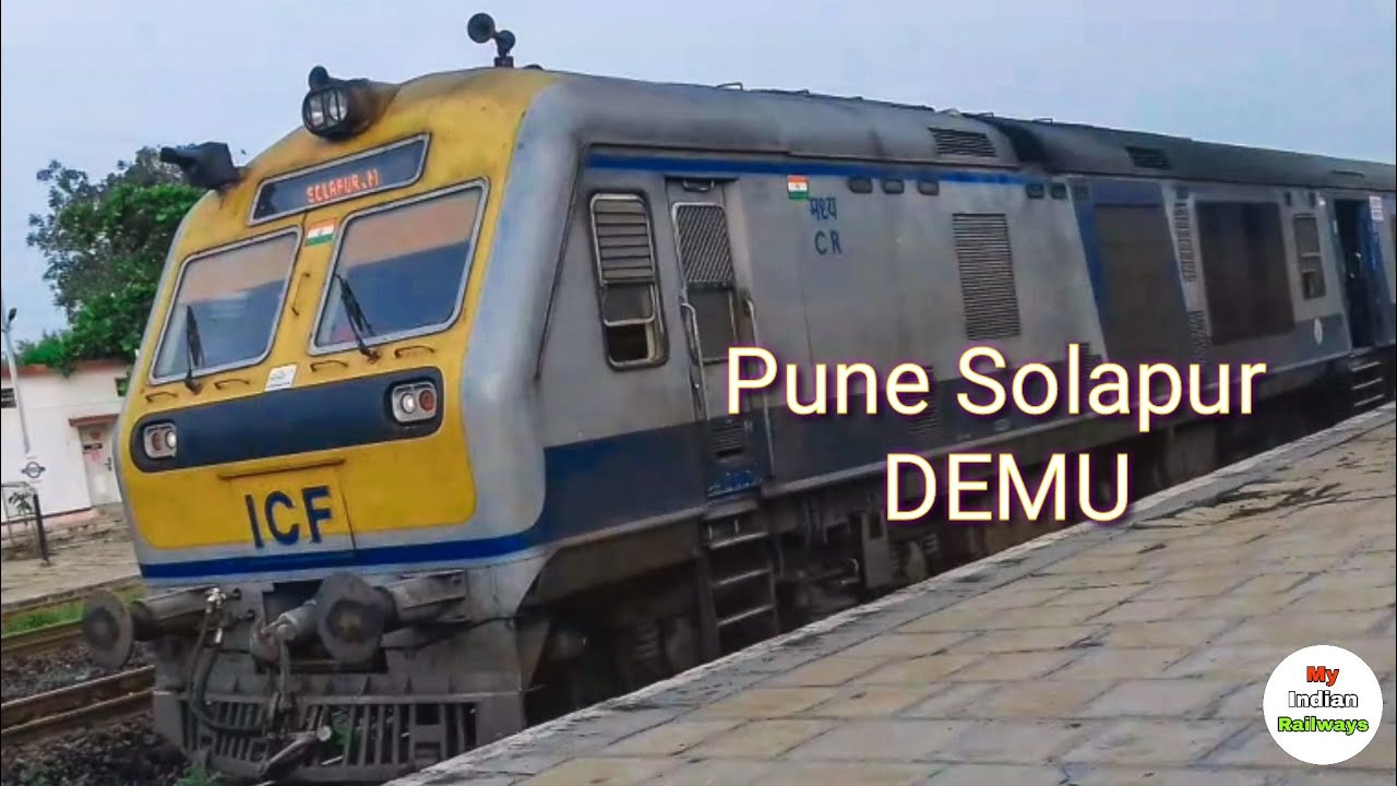 Pune-Solapur DEMU | At Pakni station | - YouTube