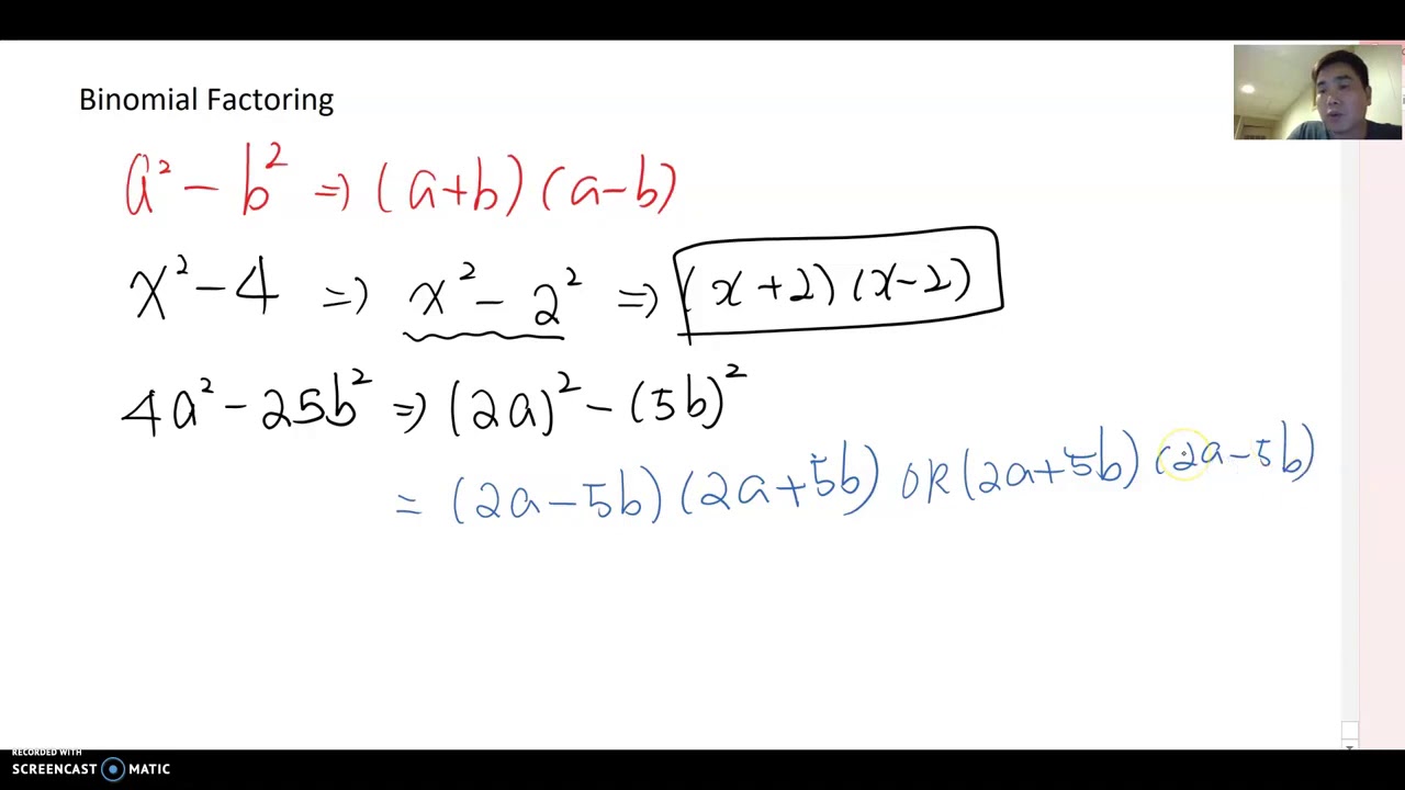 2.1.3 Binomial Factoring Part 1 | a^2 b^2 - YouTube