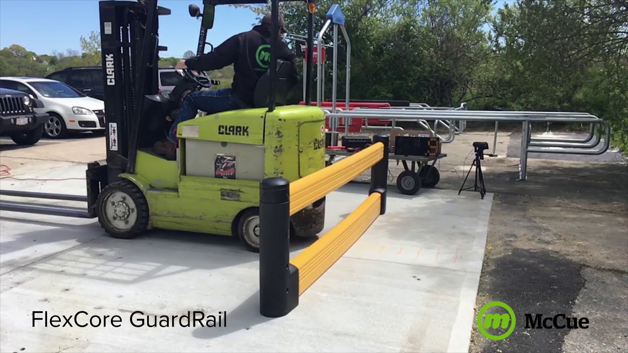 McCue Flexcore Guardrail vs Steel Guardrail - YouTube
