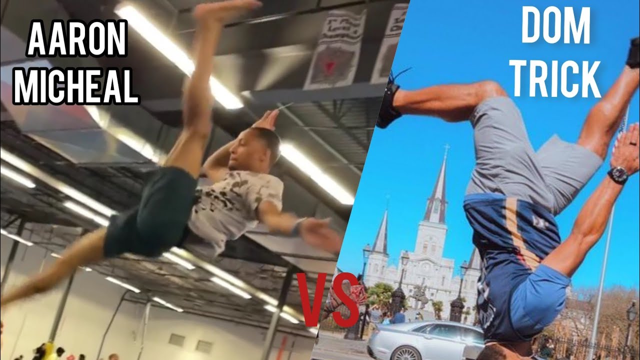 Best Flip Challenge Ever. Dom Lewis VS Aaron Micheal #Trampoline # ...