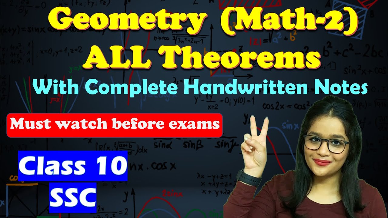 ALL THEOREMS Of Geometry (Math-2) with handwritten notes | SSC Class 10 ...