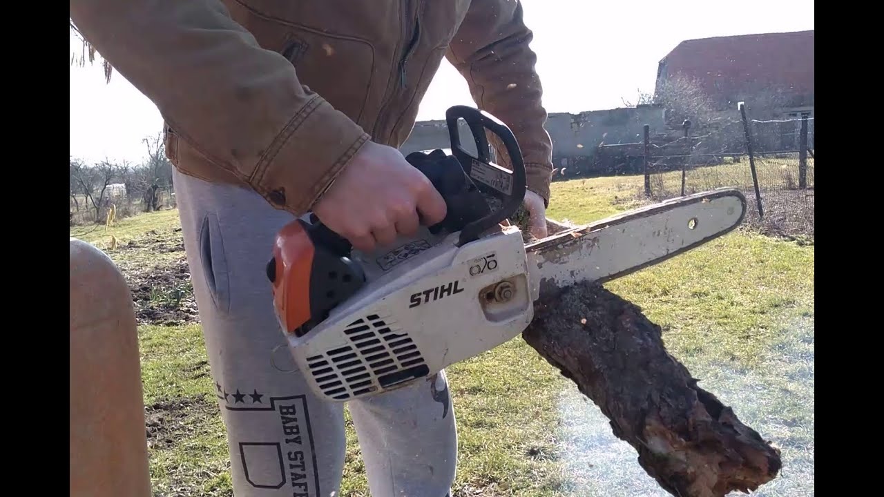 STIHL MS 194T and a small branch - YouTube