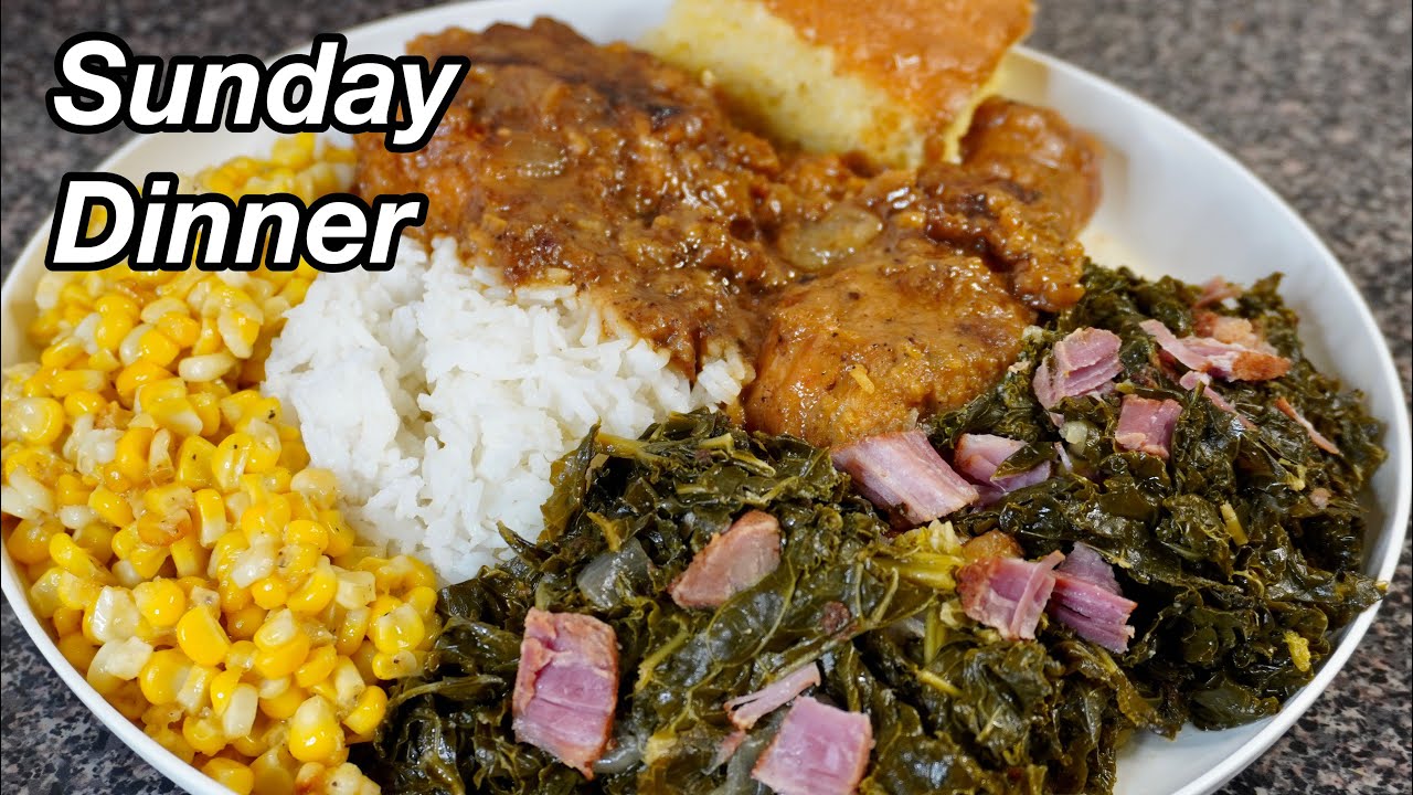 Sunday Soul Food Dinner! Smothered Chicken and Gravy, Kale Greens w ...