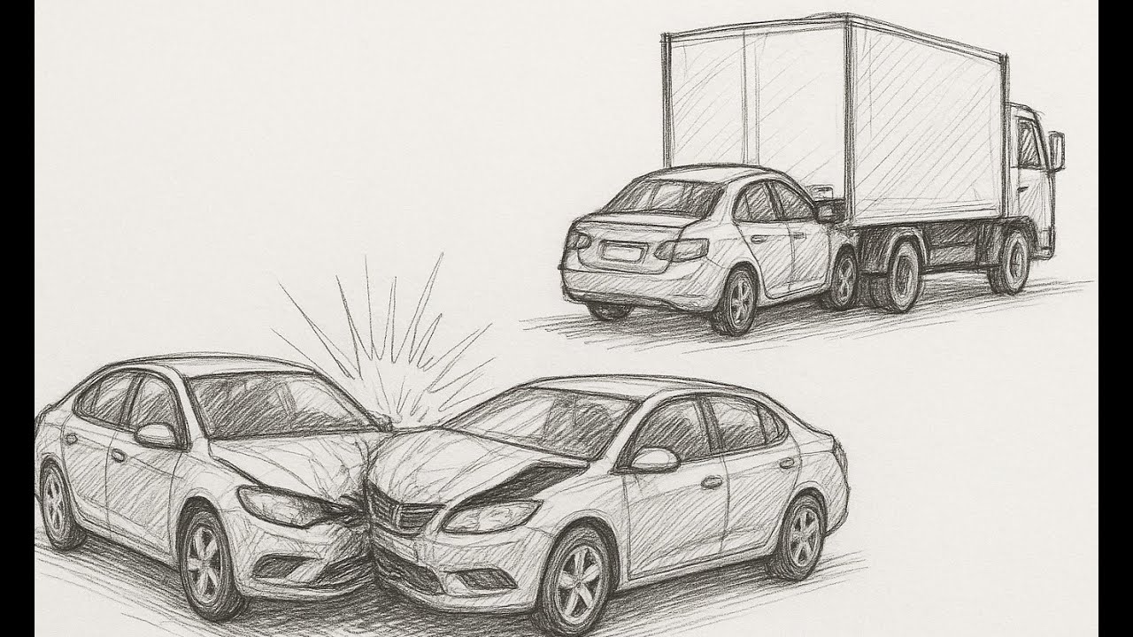 How to Draw a Truck & Car Accident Scene | Step-by-Step Drawing ...