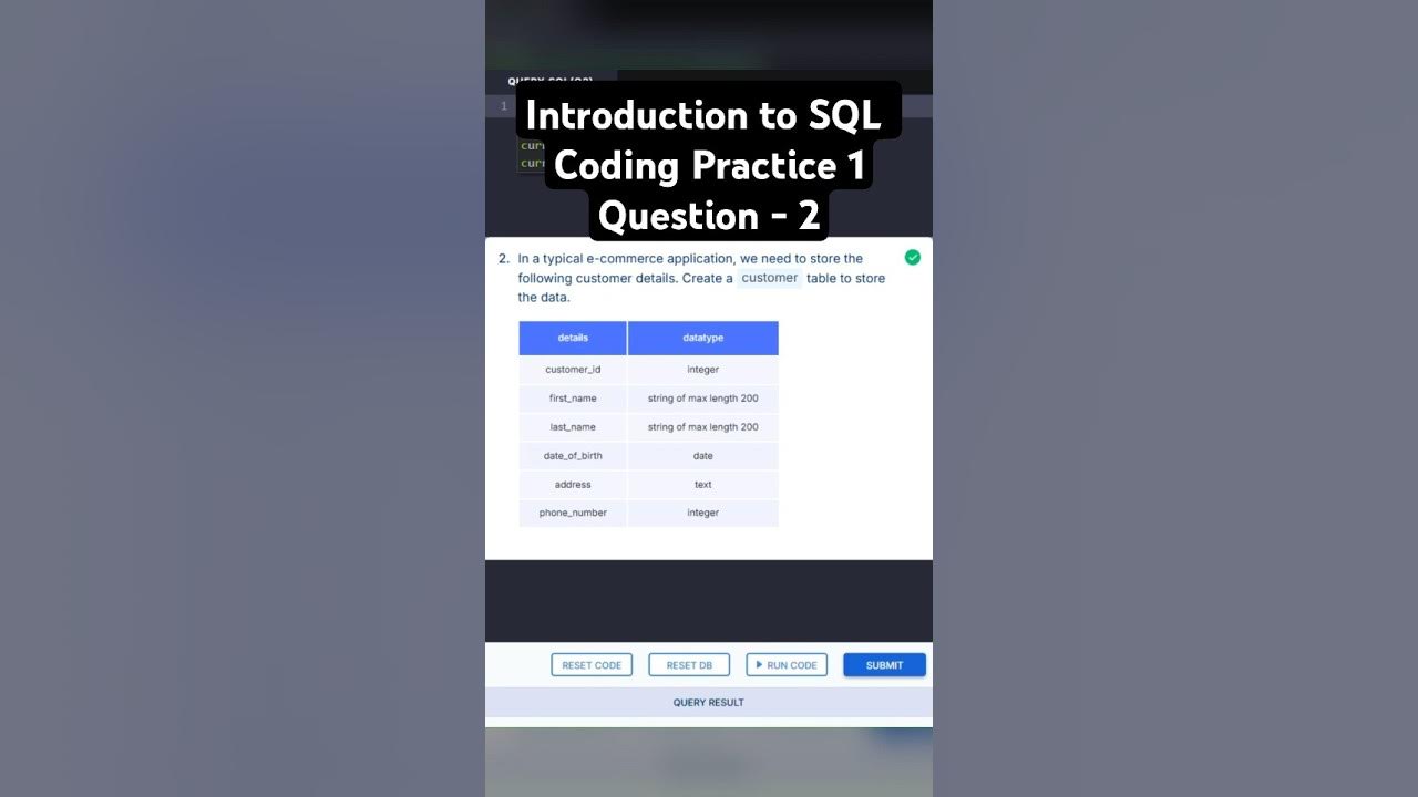 Introduction to SQL | Coding Practice 1 | Question 2 | NXT WAVE #shorts #programming #database ...