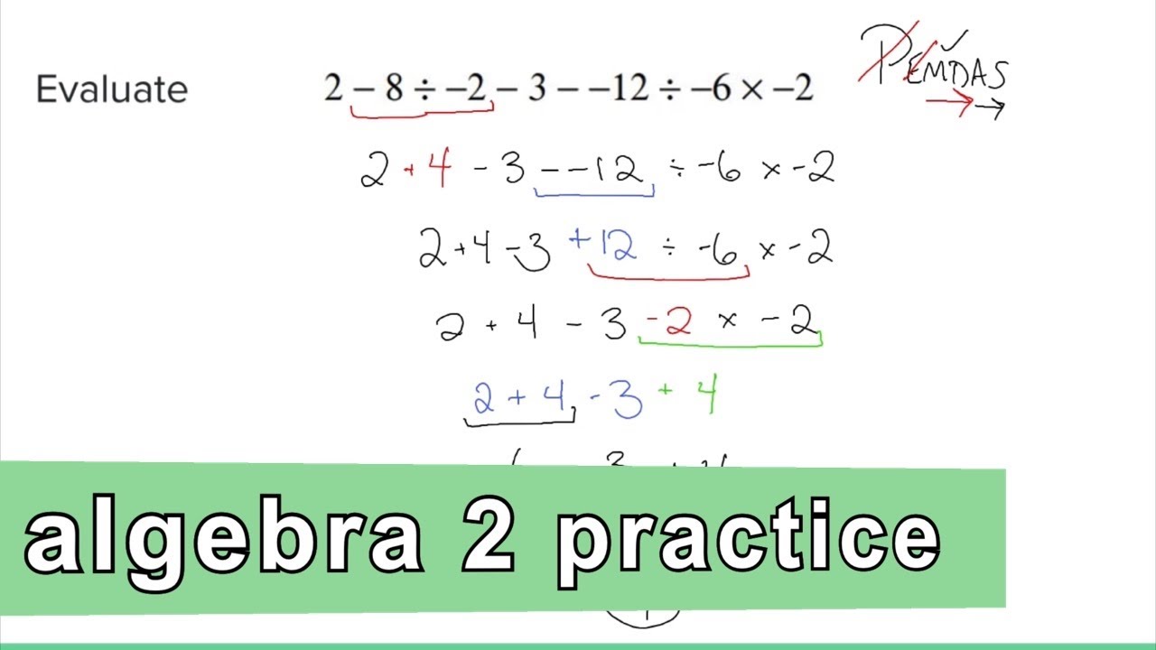 Algebra 2 Practice - Order of Operations (Example 3) PEMDAS - YouTube