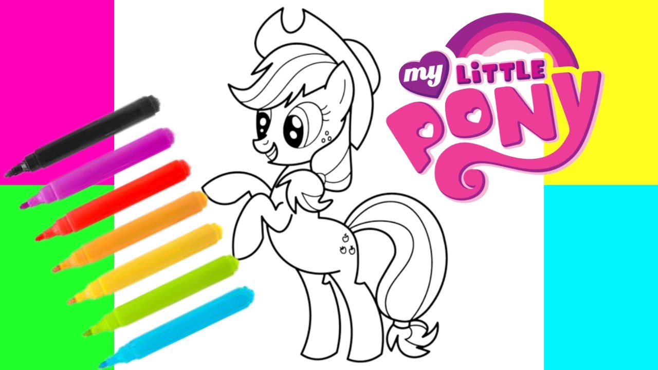 My Little Pony Coloring Page, How to Color Applejack, mlp - YouTube