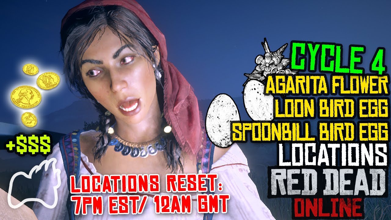 RED DEAD ONLINE Agarita Flower Loon Egg & Spoonbill Egg CYCLE 4 ...