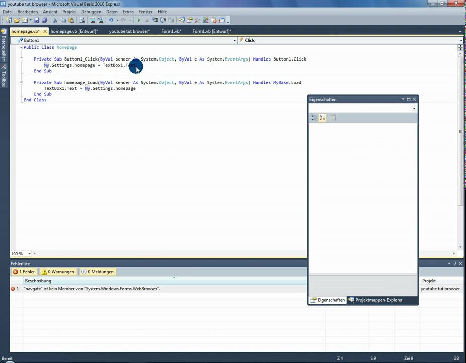 Visual Basic: Browser advanced/extended (GER) Tut:01 - YouTube