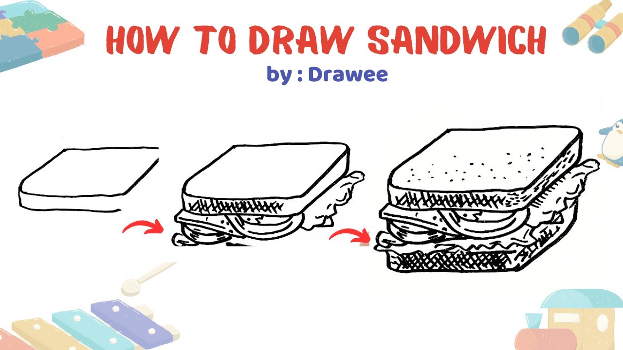 How to draw Sandwich - YouTube