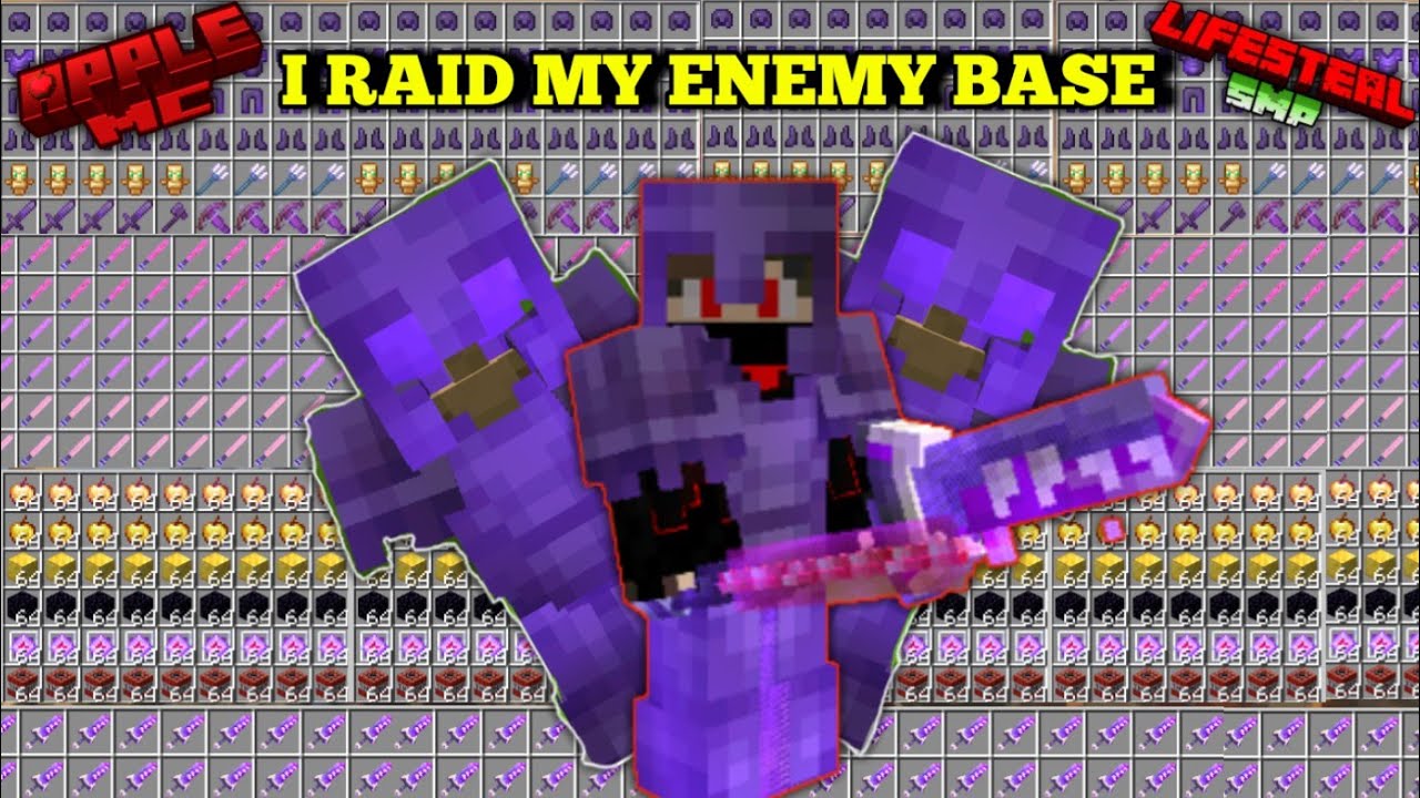 I Raid my enemy base in applemc|| Lifesteal smp base raid || #minecraft ...