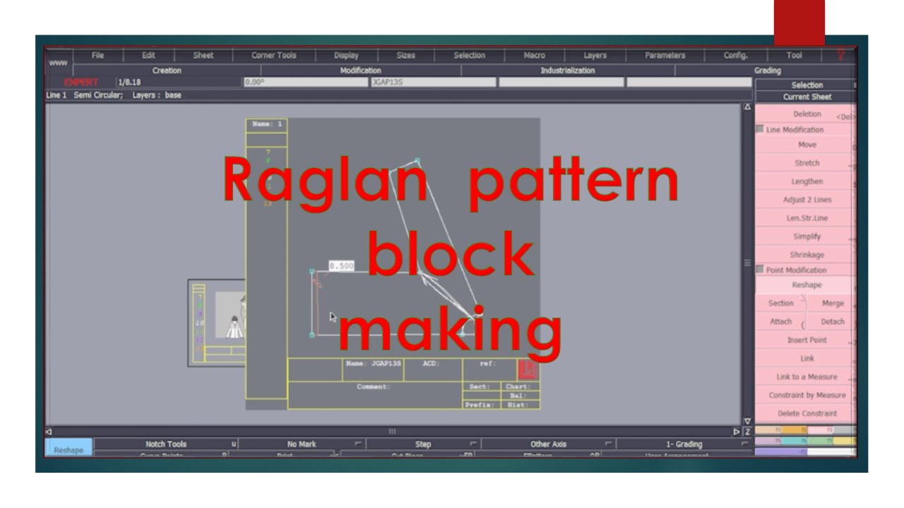 how to make raglen pattern, block drawing on lactra modarish. - YouTube