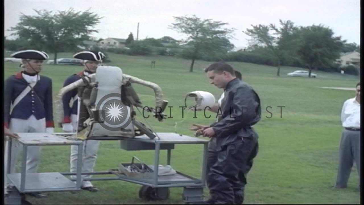 Demonstration of rocket belt flight by pilot Harold Graham at the ...