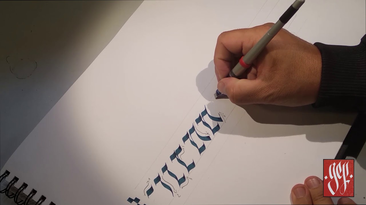 video tutorial calligrafia gotica lettere n o p q - YouTube
