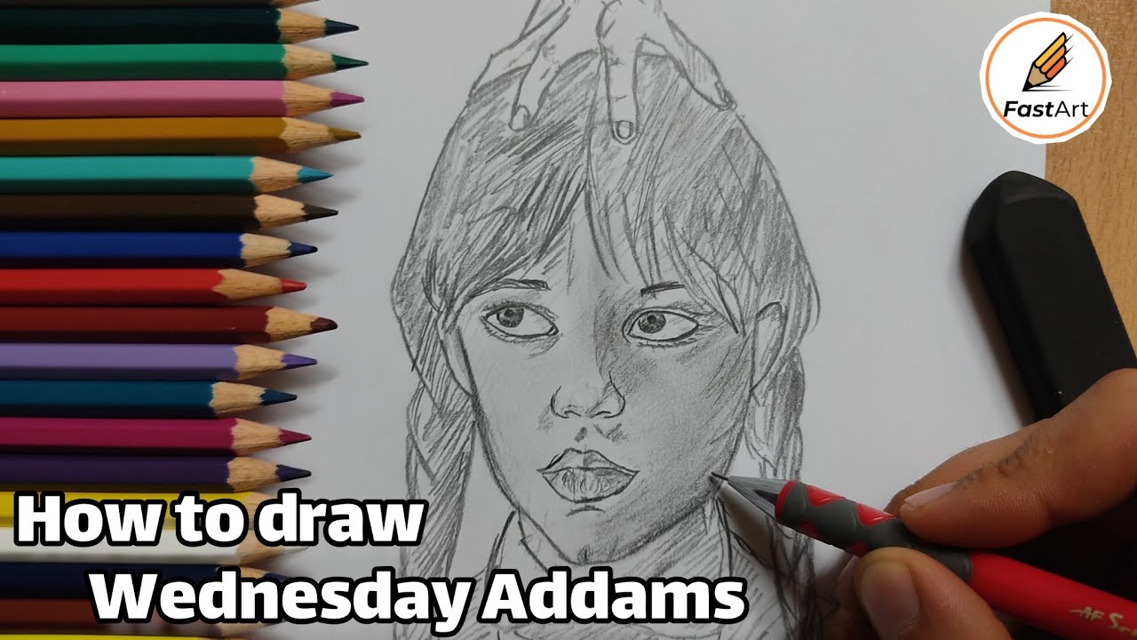 How to draw Wednesday Addams||step by step and easy - YouTube