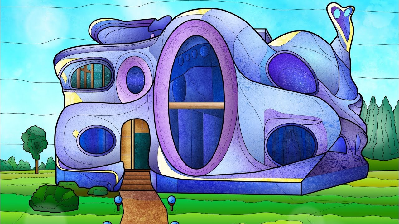 Modern Architecture Design Purple House Paint by Numbers online Hey ...