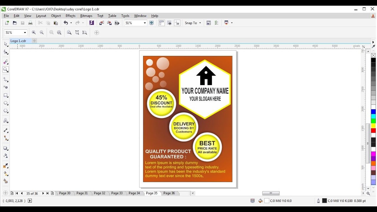 Corel draw me Flyer Design kaise banaye - How to Create Flyer in corel ...