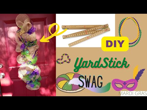 How To Make a Mardi Gras Swag Using a Yardstick, Swag Wreath, Mesh Wreath, Diy For front door ...