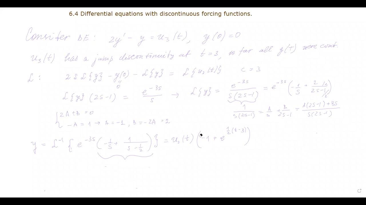 Differential equations. Section 6.4: DE with discontinuous forcing functions. - YouTube
