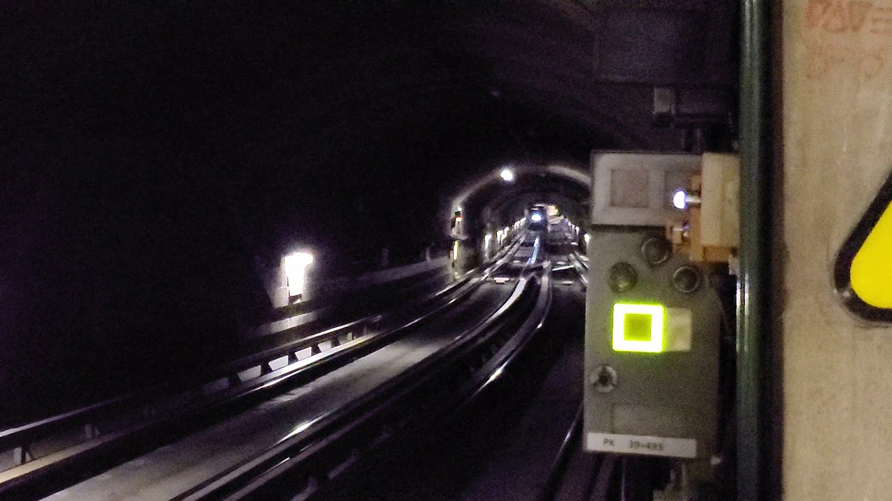AZUR train seen at the next metro station through the tunnel at ...