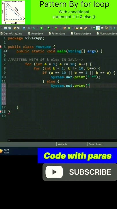 Pattern In Java By For Loop With Conditional If Andelse Java Coding Forloop Cwp Program