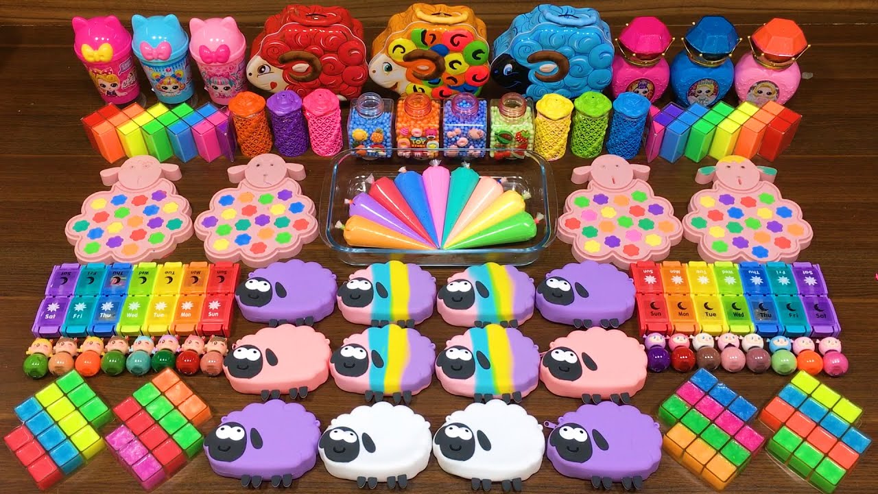 SHEEP slime!!! Mixing random into PIPING BAGS !!!Satisfying Cun Slime ...