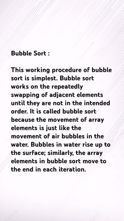 Bubble Sort In Data Structure Youtubeshorts Viralvideo Viral Datastructures Shorts
