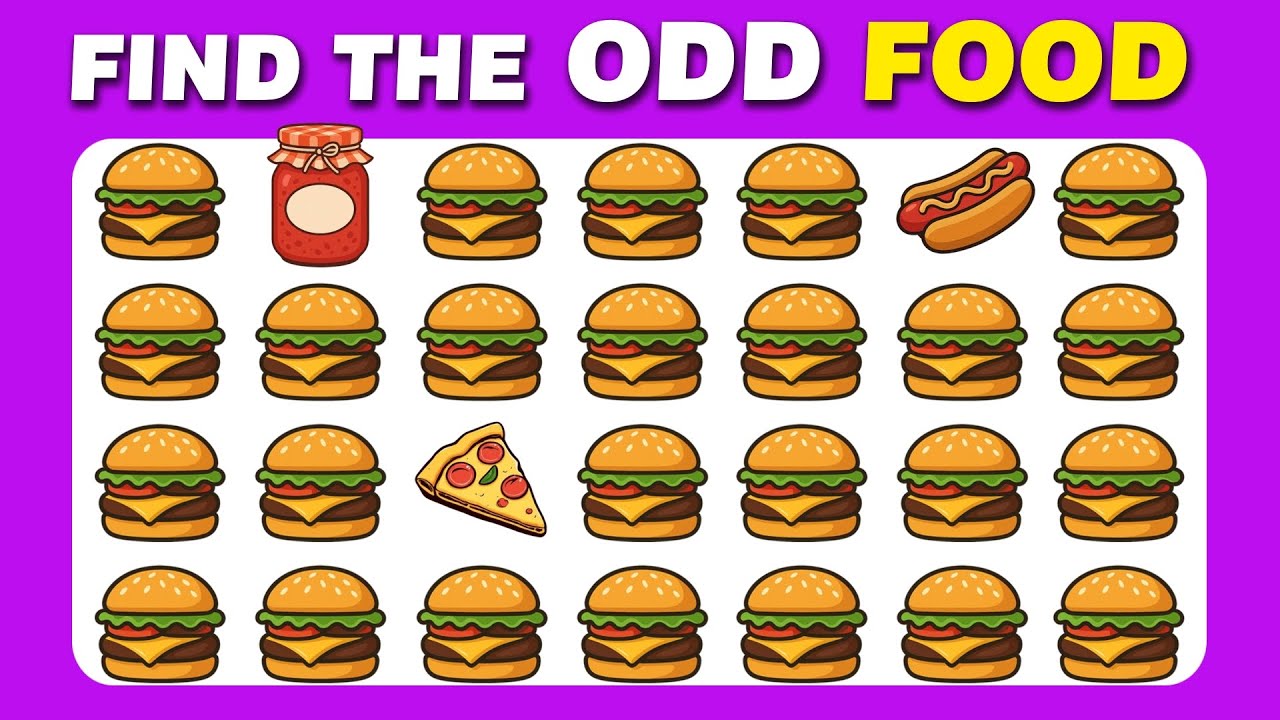 Find The Odd One Out - Food Emoji Quiz 🍗🍕 | Easy | Medium | Hard Levels ...