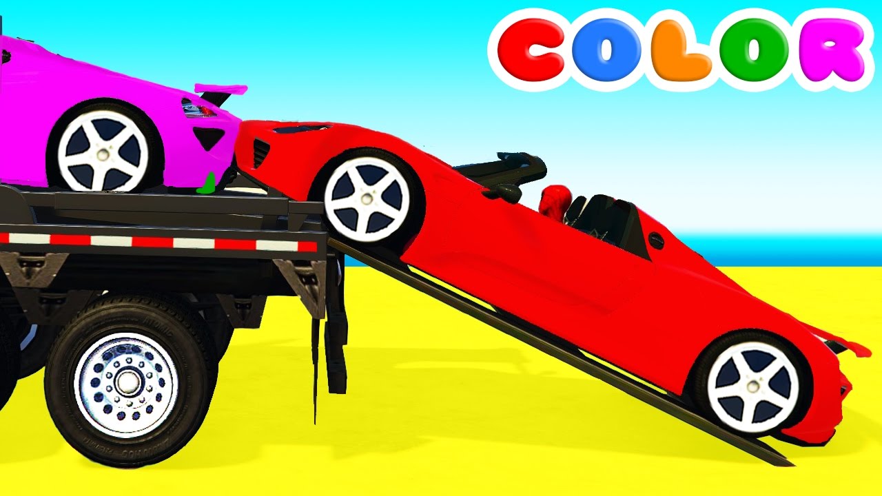 COLOR CARS Transportation and Spiderman Cartoon for babies children w ...