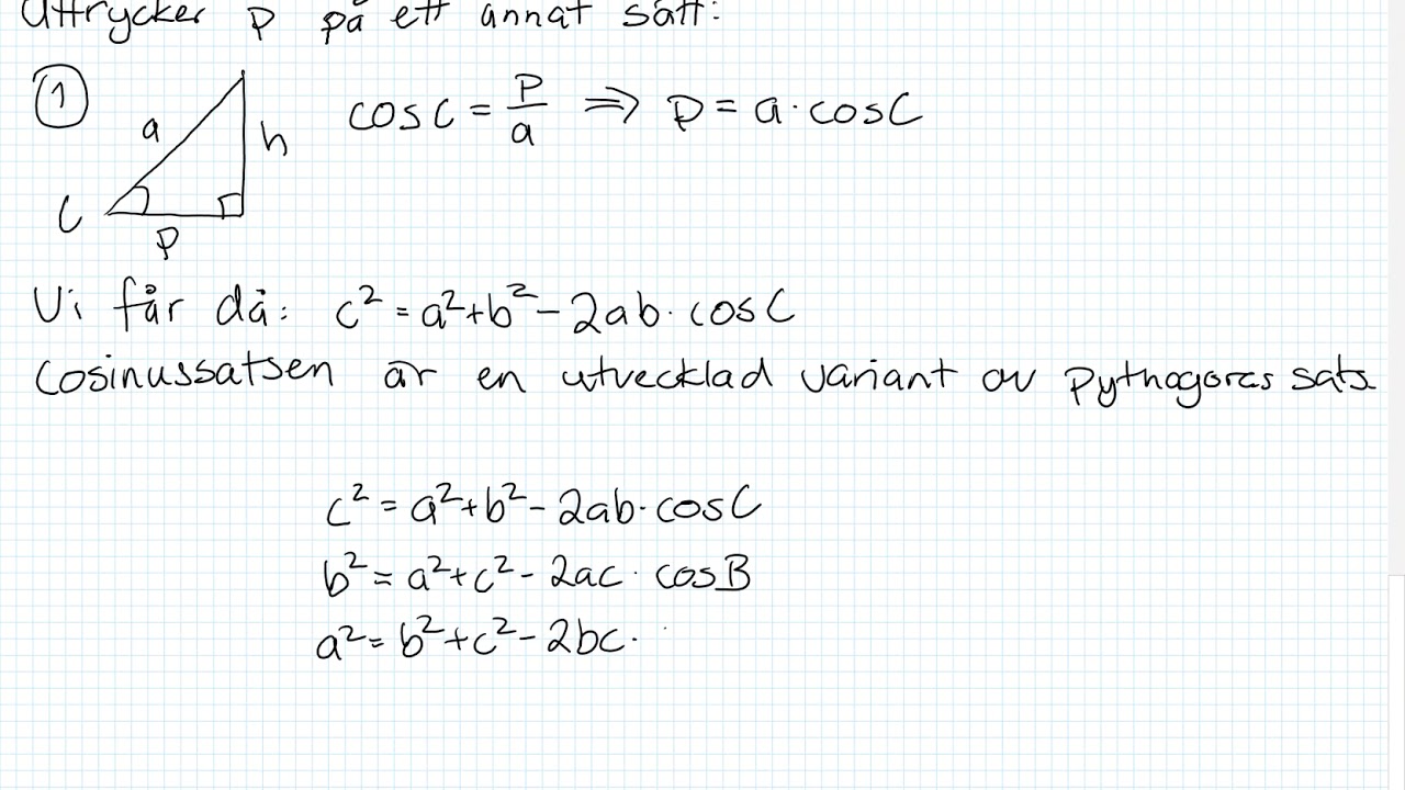 Matematik 3c - Kapitel 4 - Cosinussatsen - YouTube