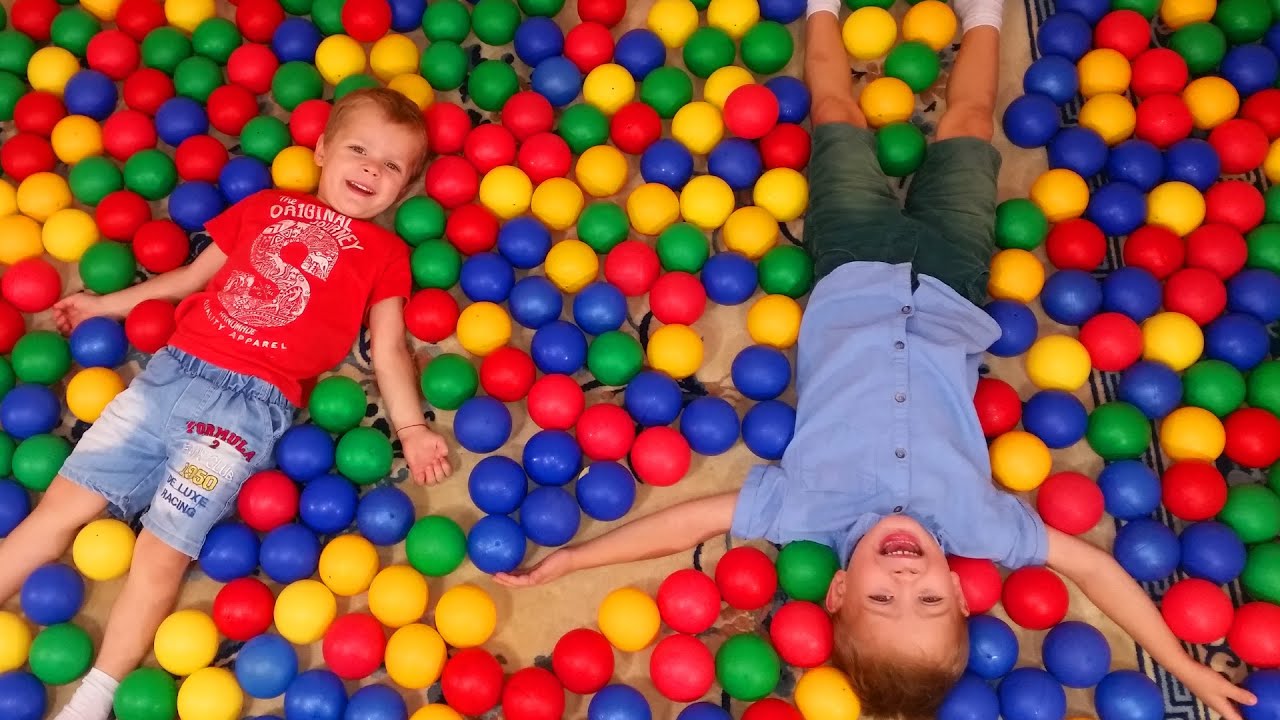 Mirik and Yarik Pretend Play with Balls - Colored Balls everywhere ...