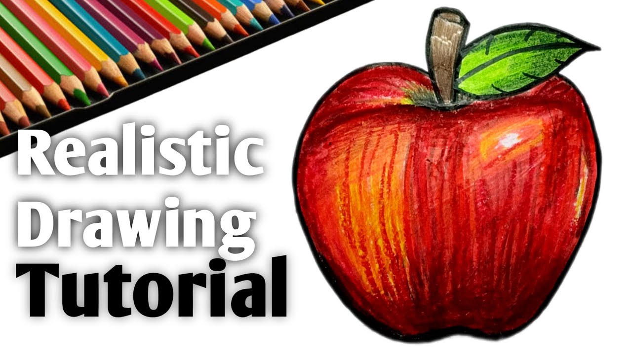 Realistic Apple Drawing Tutorial with Pencil Color || Still Life ...