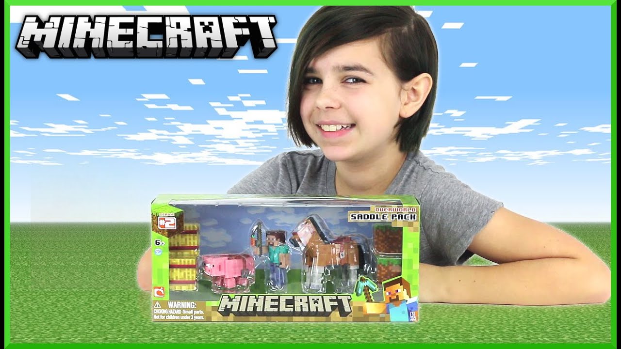 Minecraft - Saddle Pack - Horse, Steve and Pig Toy Figures - YouTube
